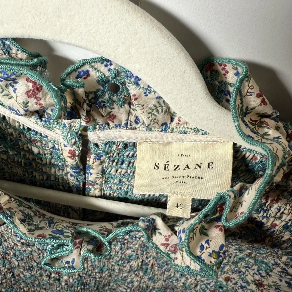 Sezane | Tops | Sezane Samona Blouse Fr 46us 4 Runs Smallcropped | Poshmark
